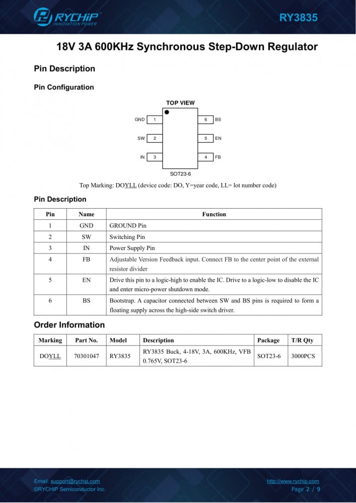 RY3835 datasheet page 2