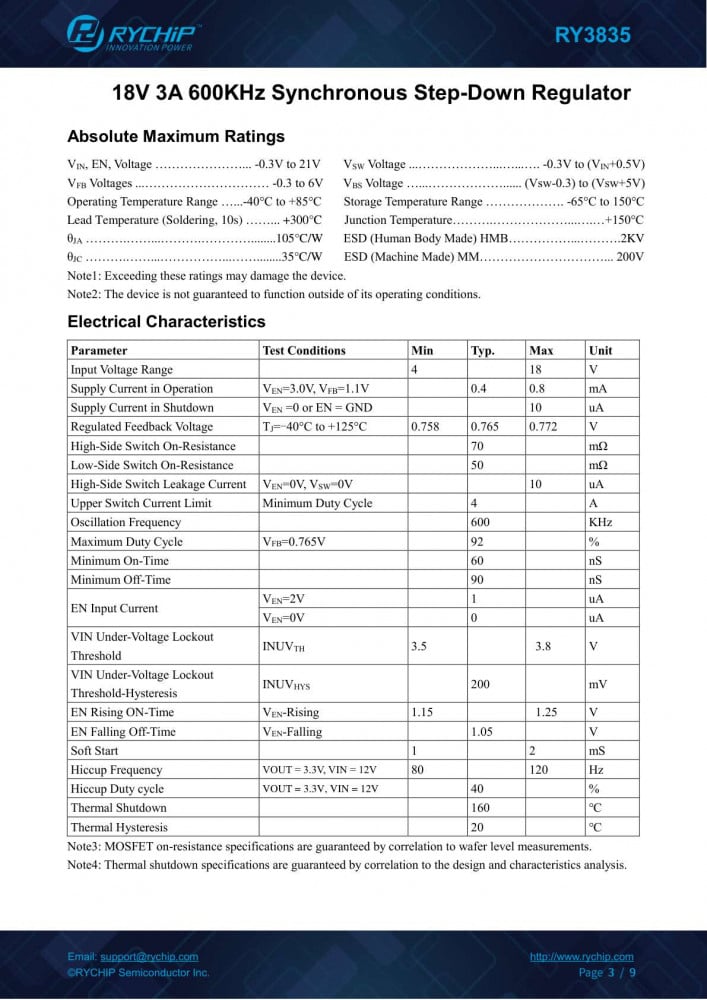 RY3835 datasheet page 3