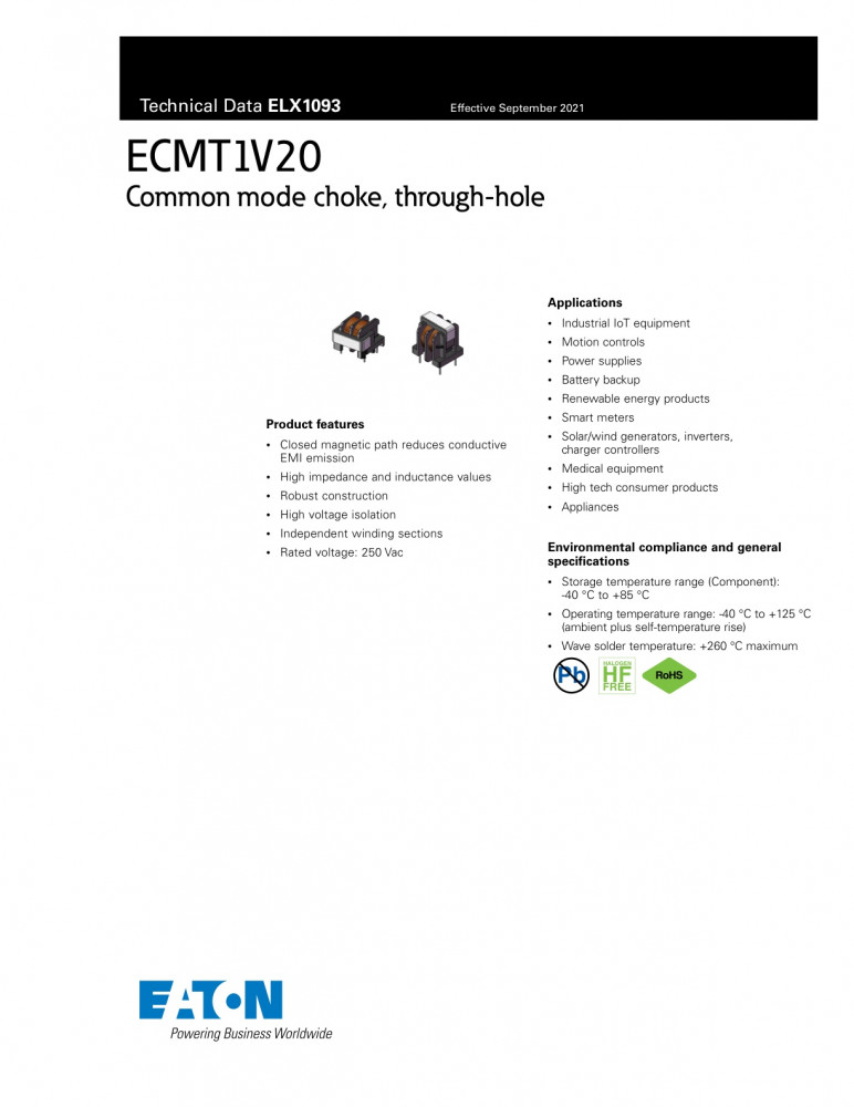 EATON ECMT1V2017H-200-R datasheet page 1