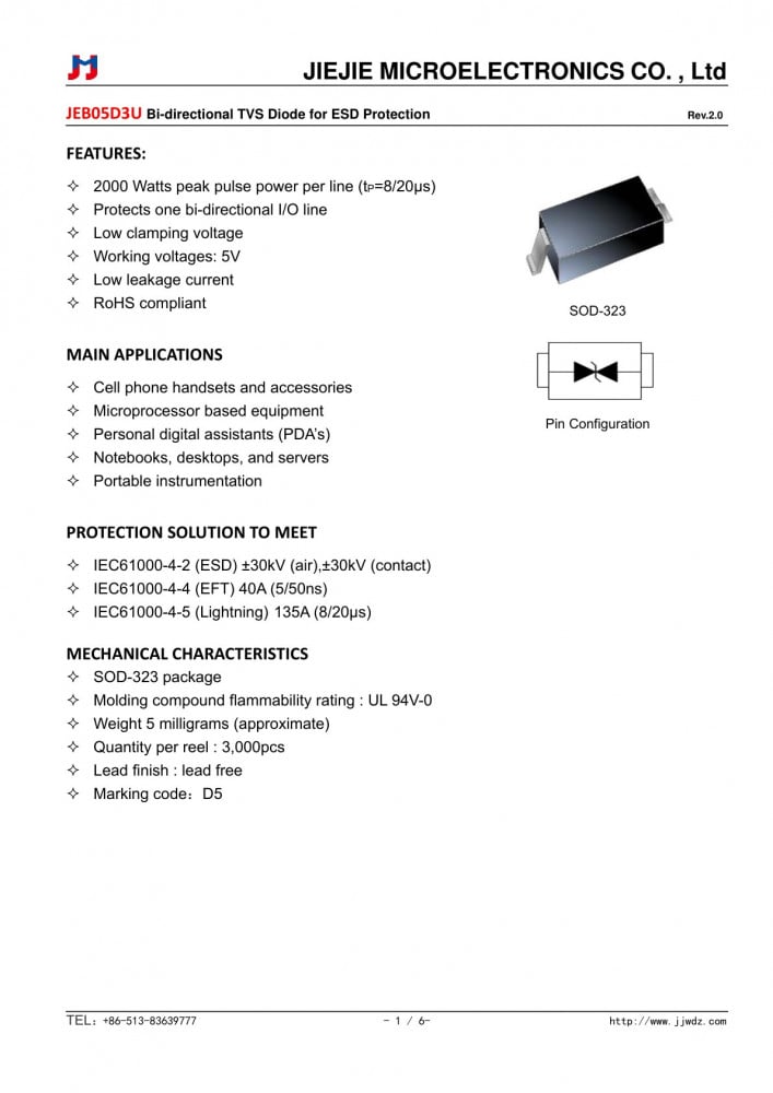 JEB05D3U datasheet page 1
