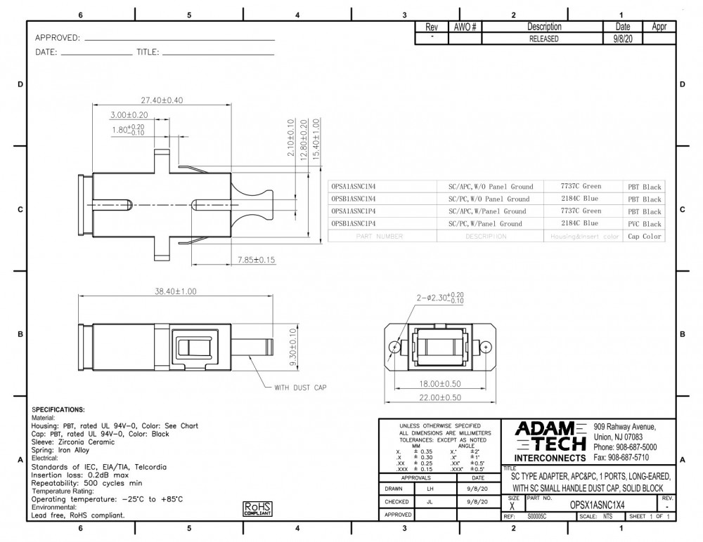 ADAM TECH OPSX1ASNC1X4 drawing preview