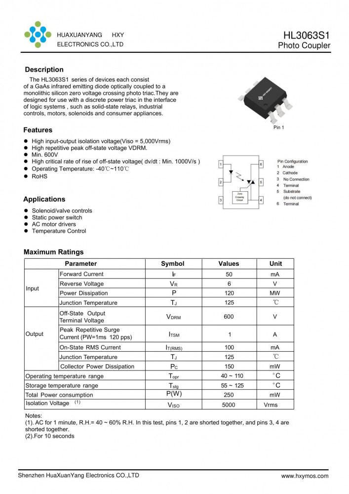 HL3063S1 datasheet page 1