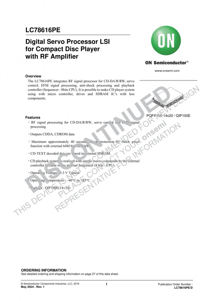 LC78616PE datasheet page 2