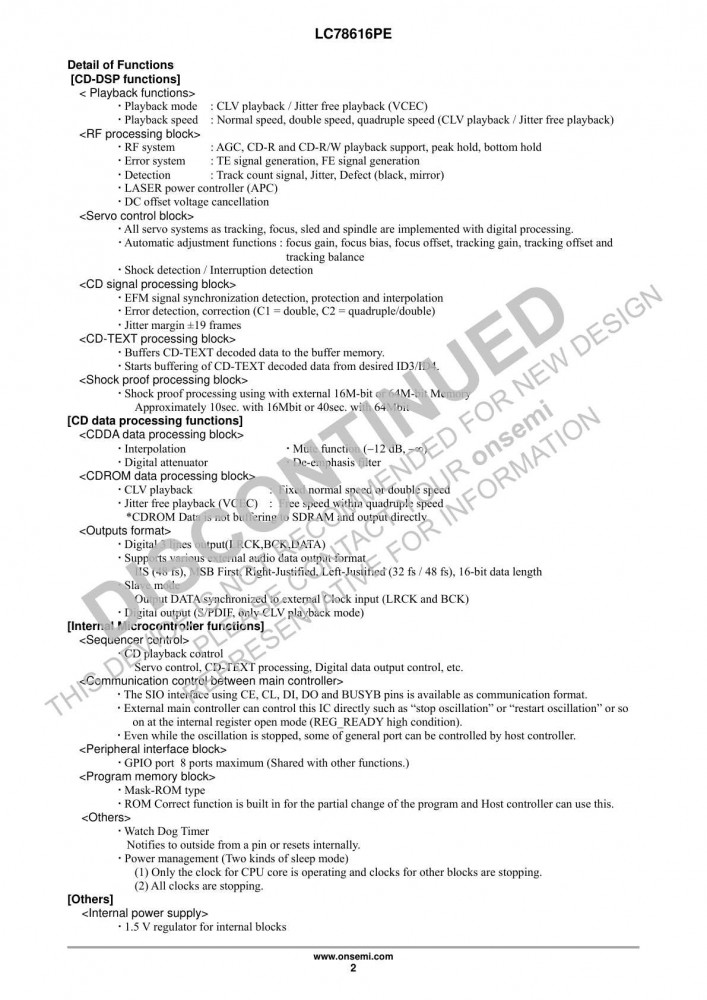 LC78616PE datasheet page 3