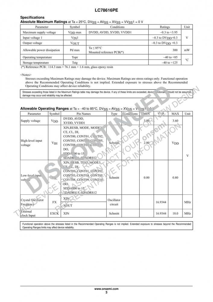 LC78616PE datasheet page 4
