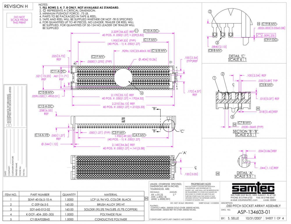 ASP-134603-01 technical drawing page 1