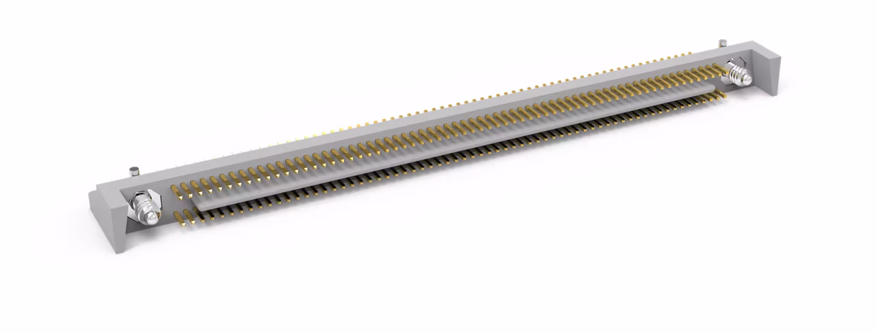 AirBorn W Series Rectangular Card-Edge Board Mount Plug with Pin Contacts, Vertical, Surface Mount, Dual Row, 0.050