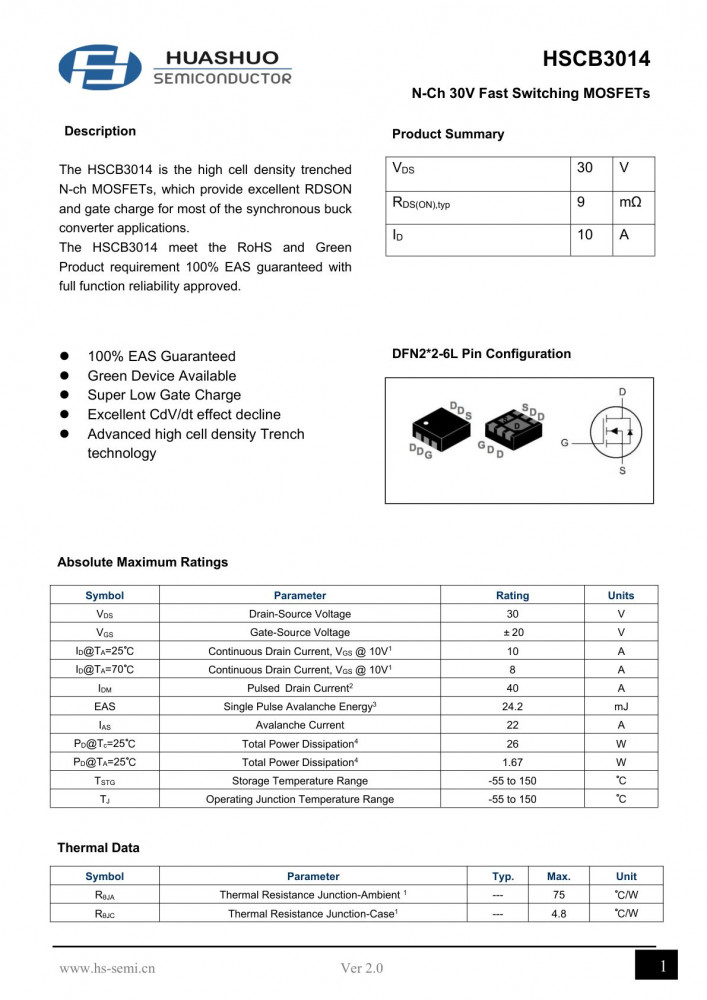 HSCB3014 datasheet page 1