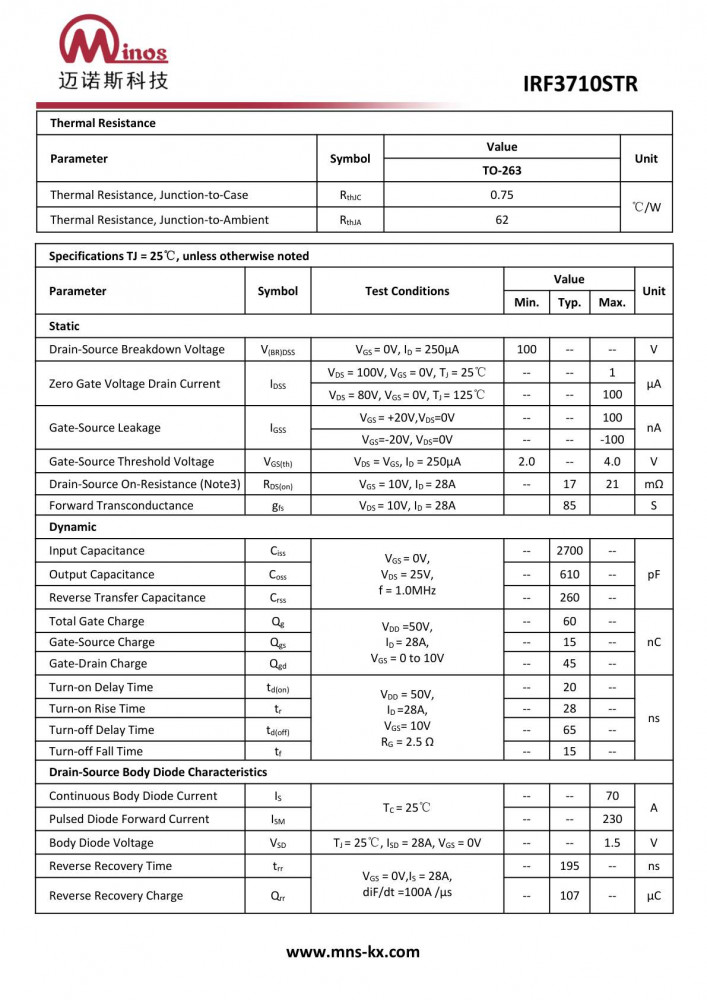 IRF3710STR datasheet page 2