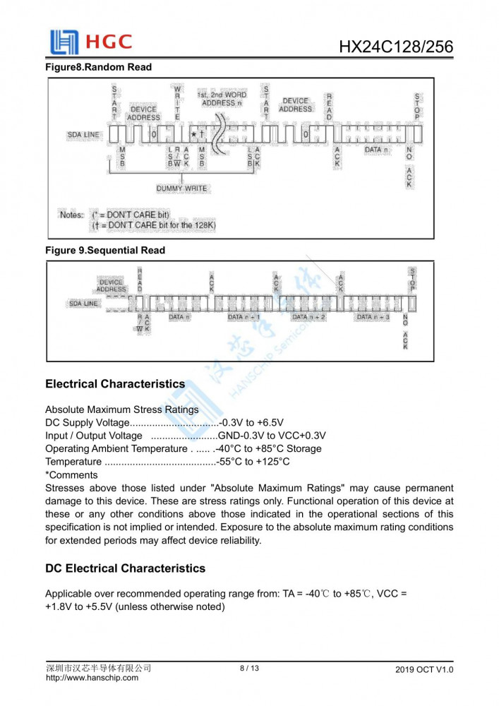 HX24C256DRG datasheet page 8