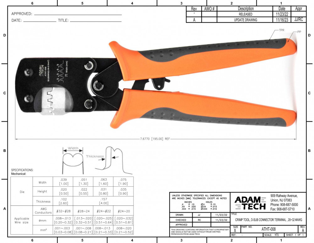 ATHT-008 crimp tool drawing preview