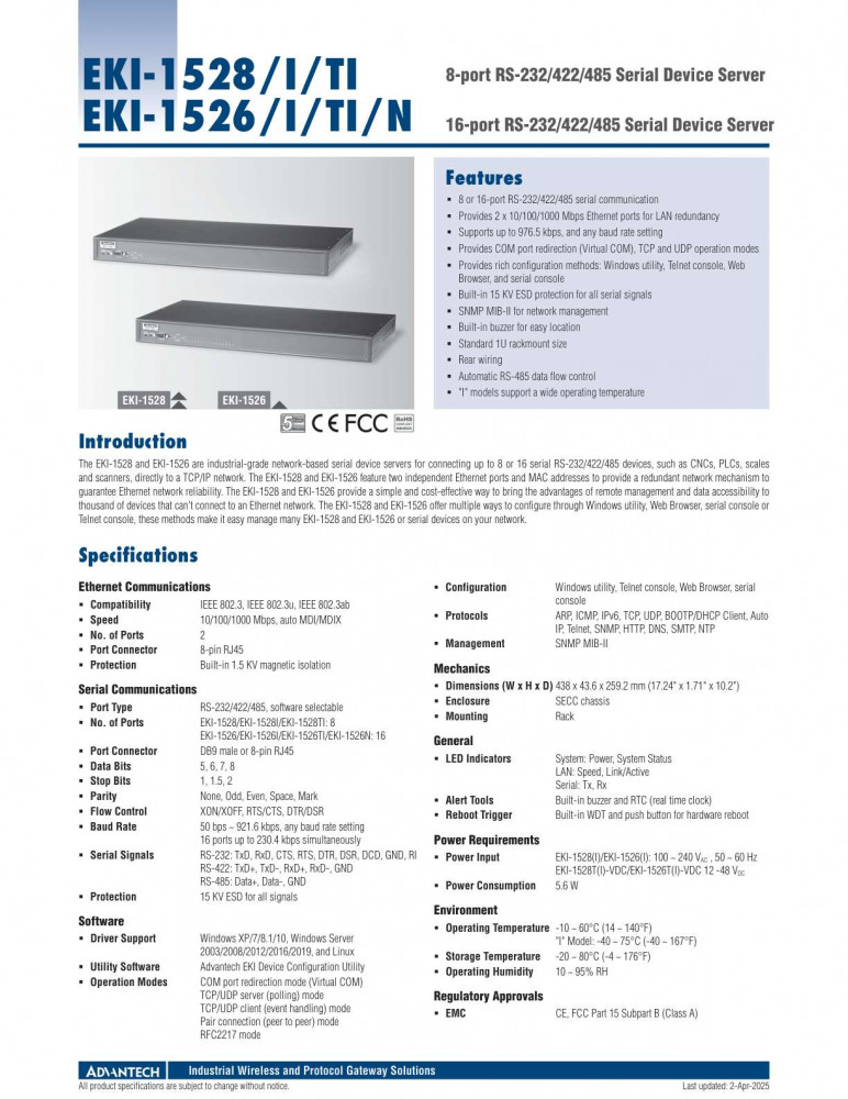EKI-1528 product document page 1