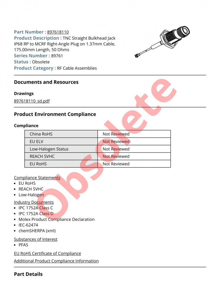 MOLEX 897618110 drawing page 1