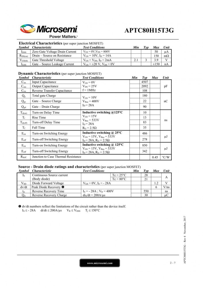 APTC80H15T3G datasheet page 2