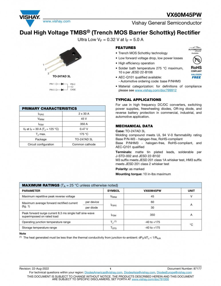 VX60M45PW technical document page 1