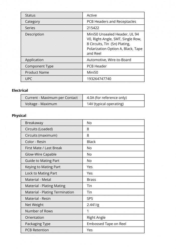 MOLEX 2154228080 technical document, page 2