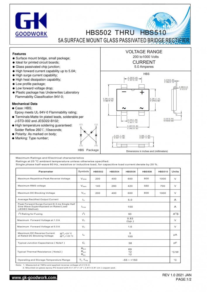 GOODWORK HBS510 datasheet page 1