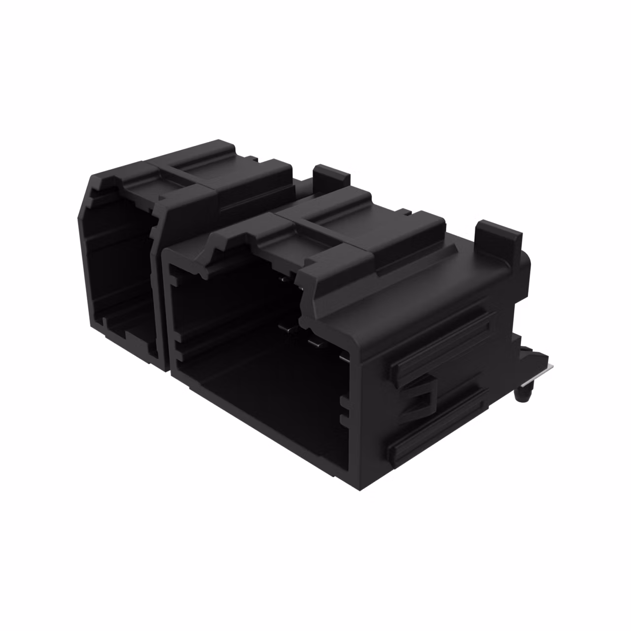 Stac64 2 Bay Right-Angle Headers, Plastic Pin-Alignment-Plate, 18 Circuits, Bay A 8 Circuits Signal Header, Polarization A, Black; Bay B 10 Circuit Power Header, Polarization A, Black; Tube, Tray for sale