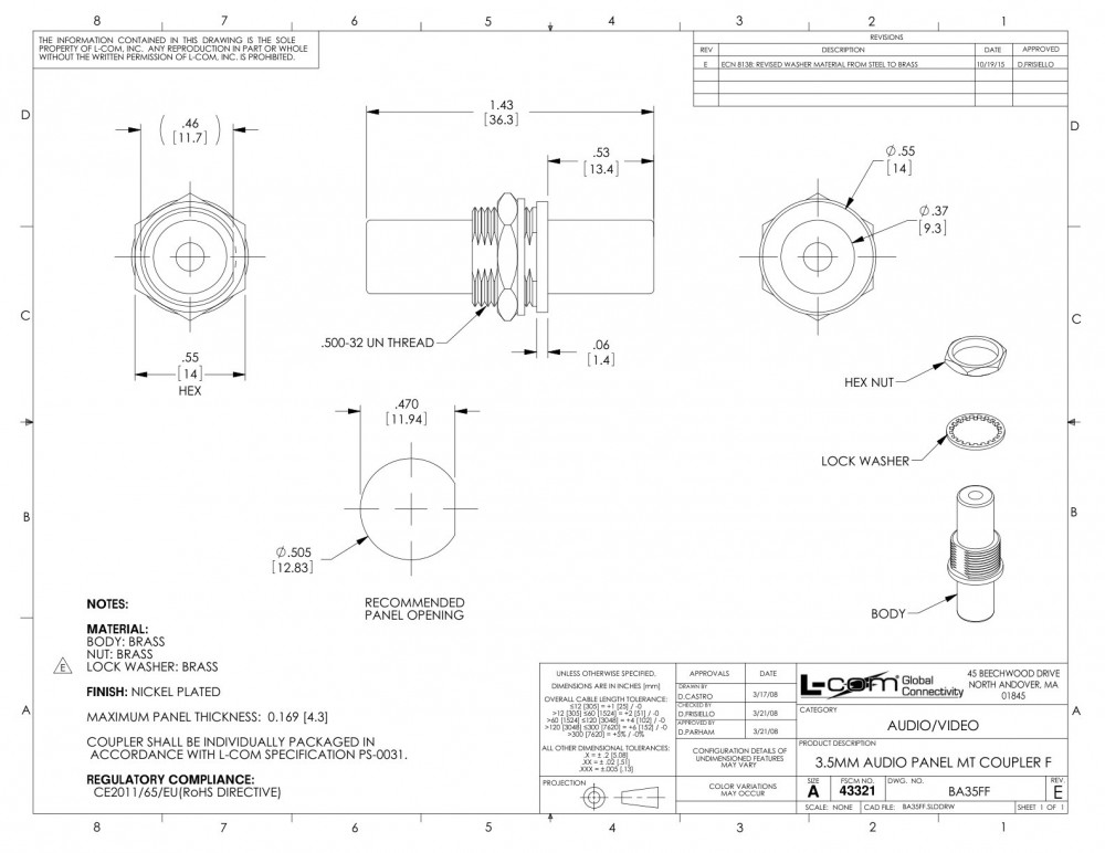 L-com BA35FF technical drawing