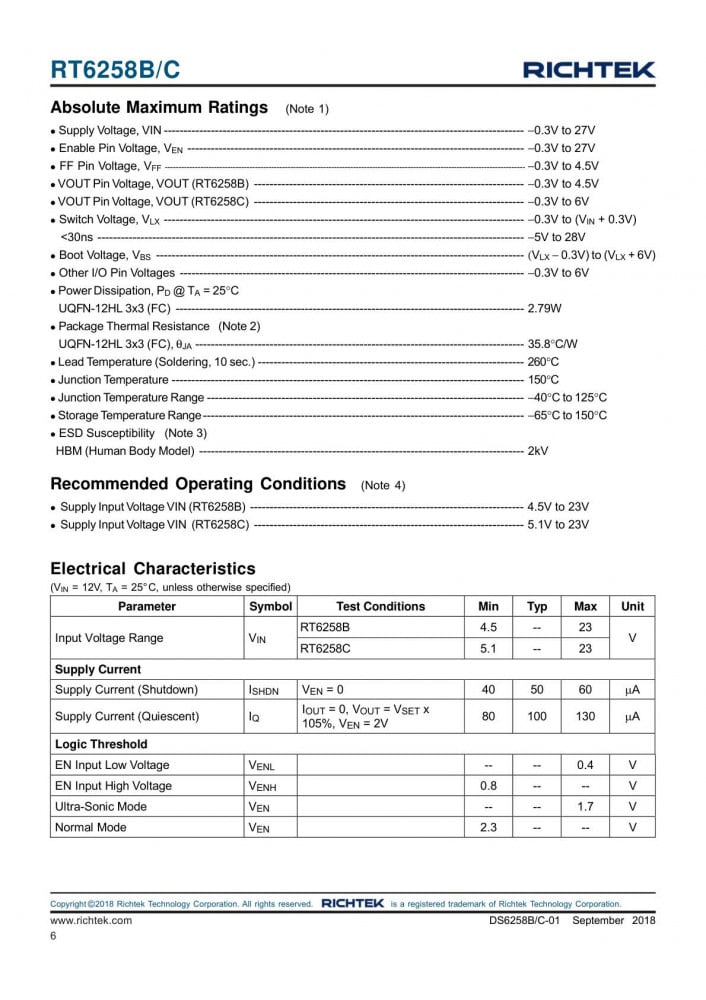 RT6258B datasheet page 6