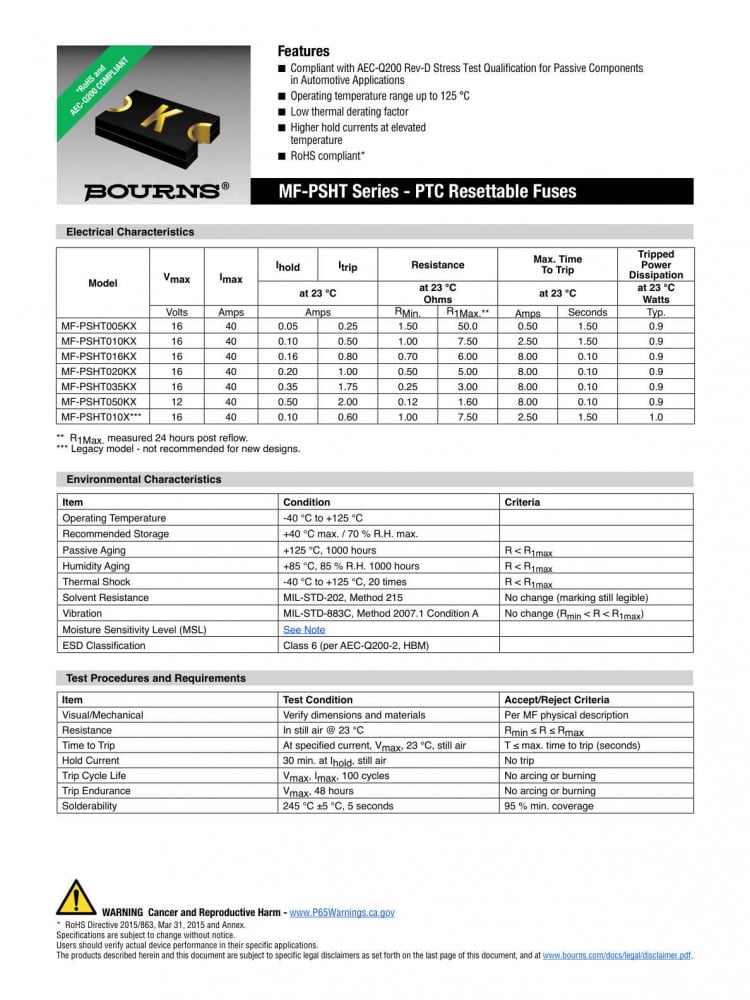 MF-PSHT series datasheet page 1