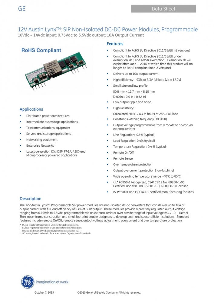 AXA010A0X3 datasheet page 1