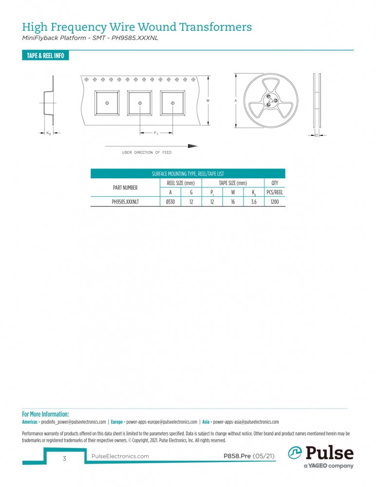 PH9585 series datasheet page 3
