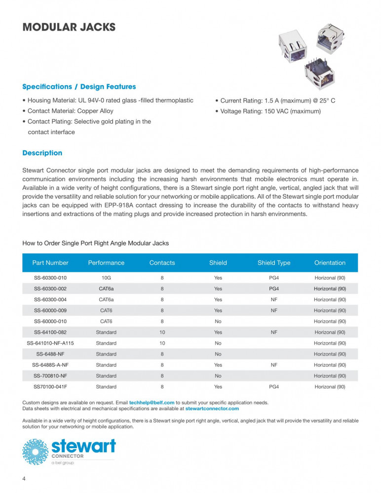 Bel Fuse Stewart Connector catalog page 4