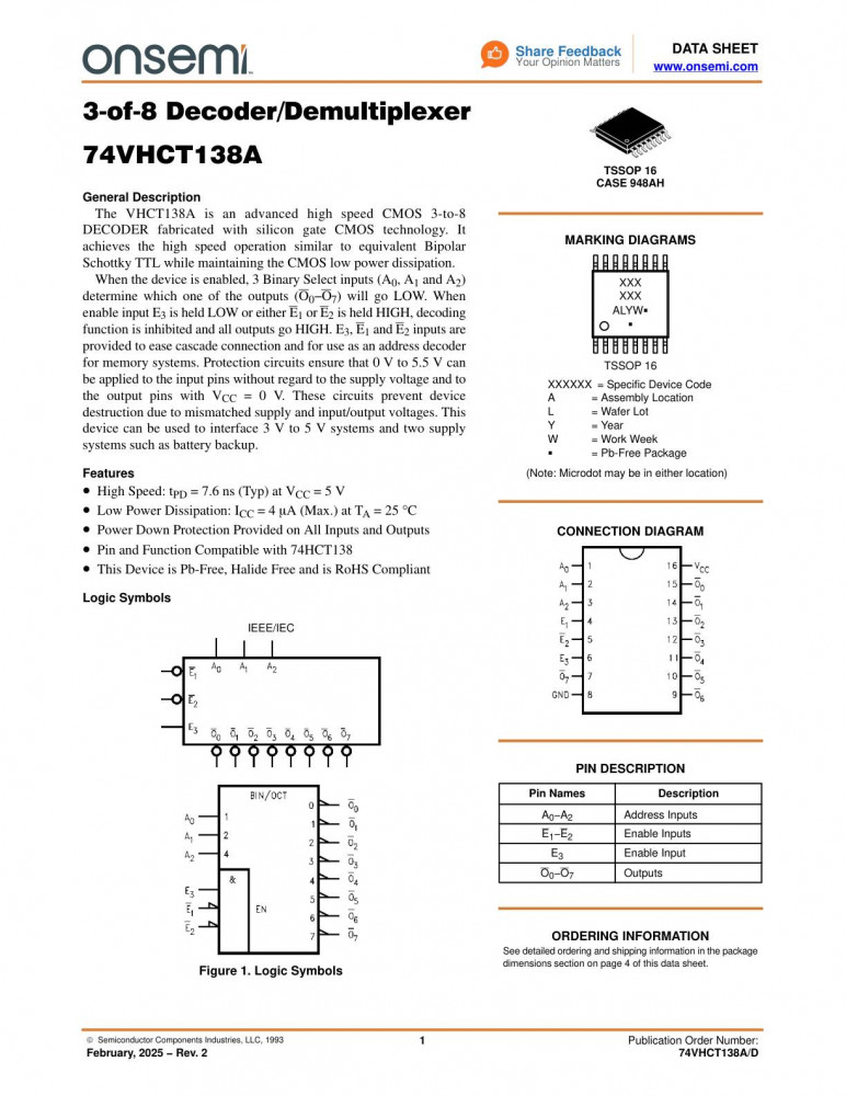74VHCT138A datasheet page 1