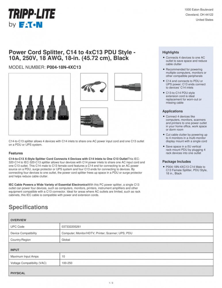 P004-18N-4XC13 technical document page 1
