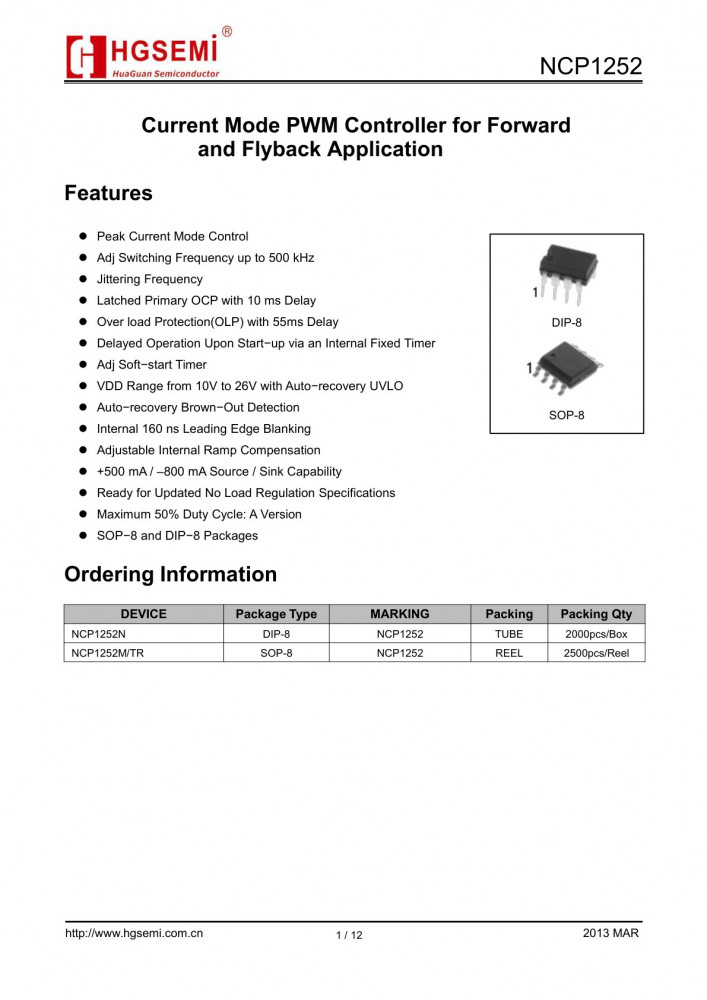 NCP1252M/TR document page 1