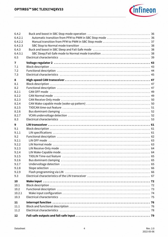 TLE9274QXV33 datasheet page 4
