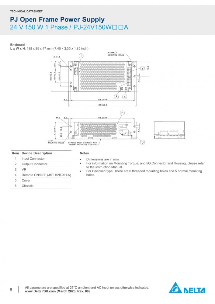 DELTA PJ-24V150WLNA datasheet page 6