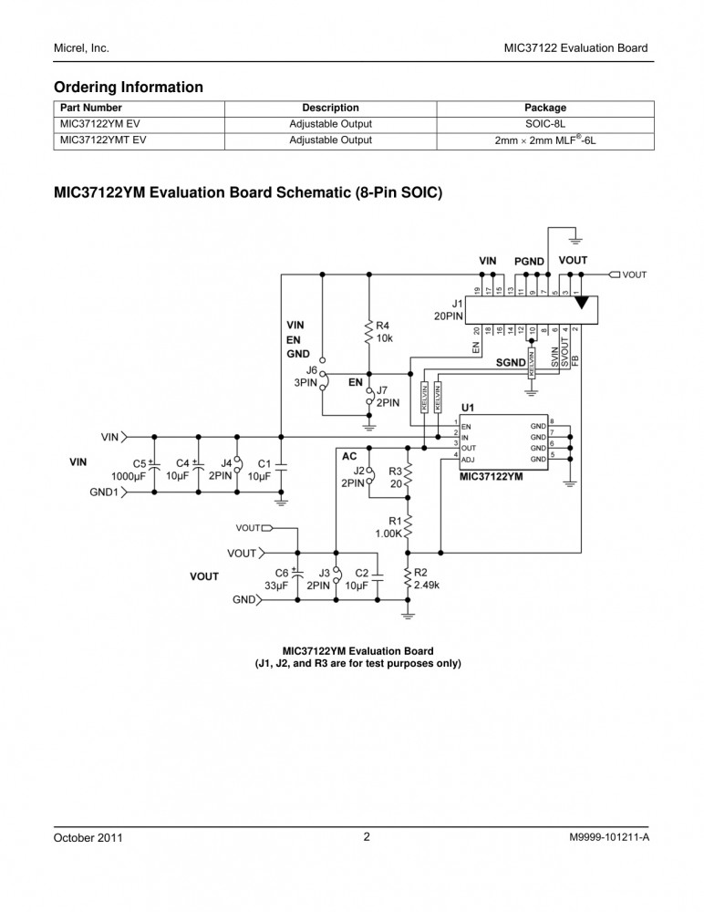 MIC37122YM-EV technical document page 2