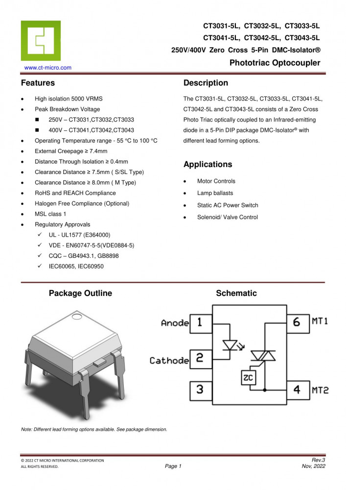 CT3043-5L datasheet page 1