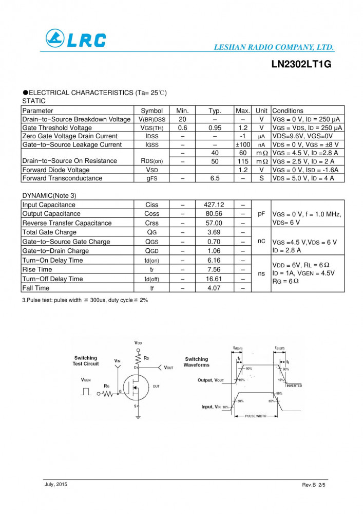LN2302LT1G technical document page 2