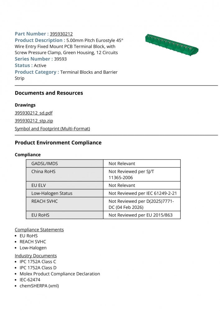 Molex 395930212 technical document image 1