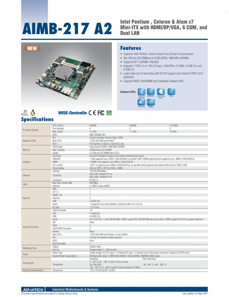 AIMB-217 product documentation page 1