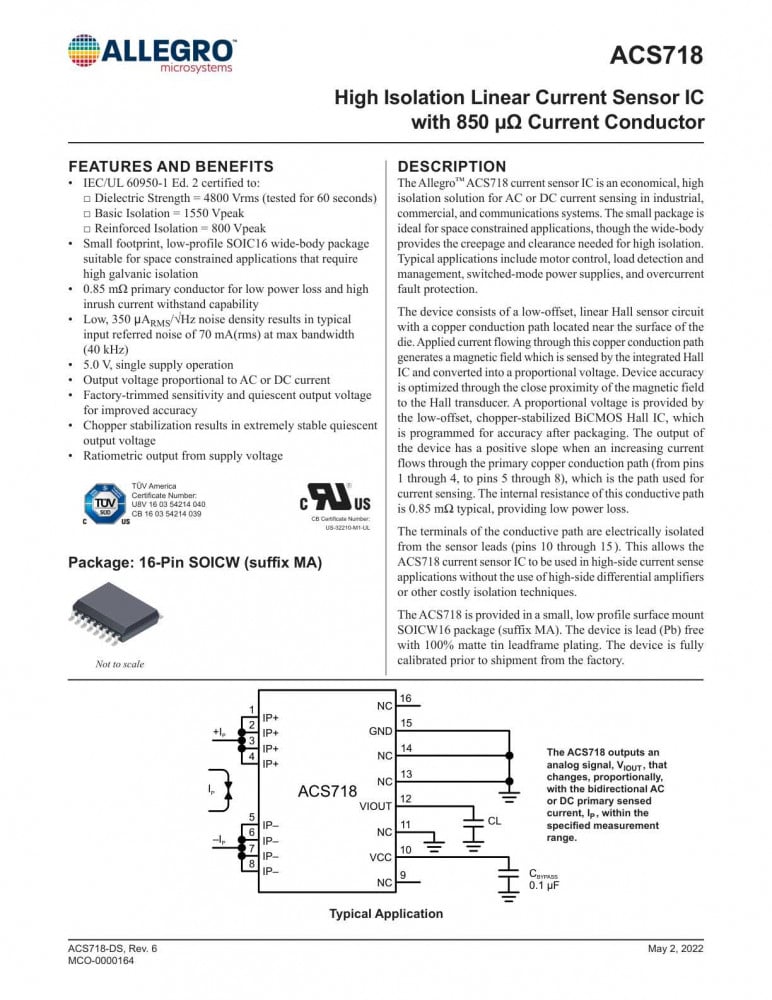 ACS718 datasheet page 1