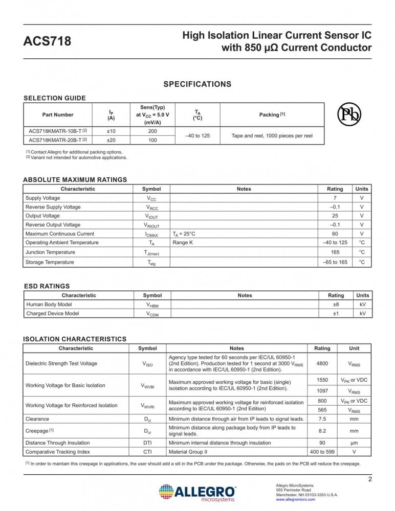 ACS718 datasheet page 2