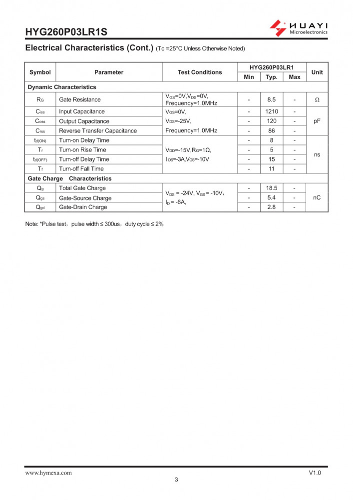 HYG260P03LR1S datasheet page 3