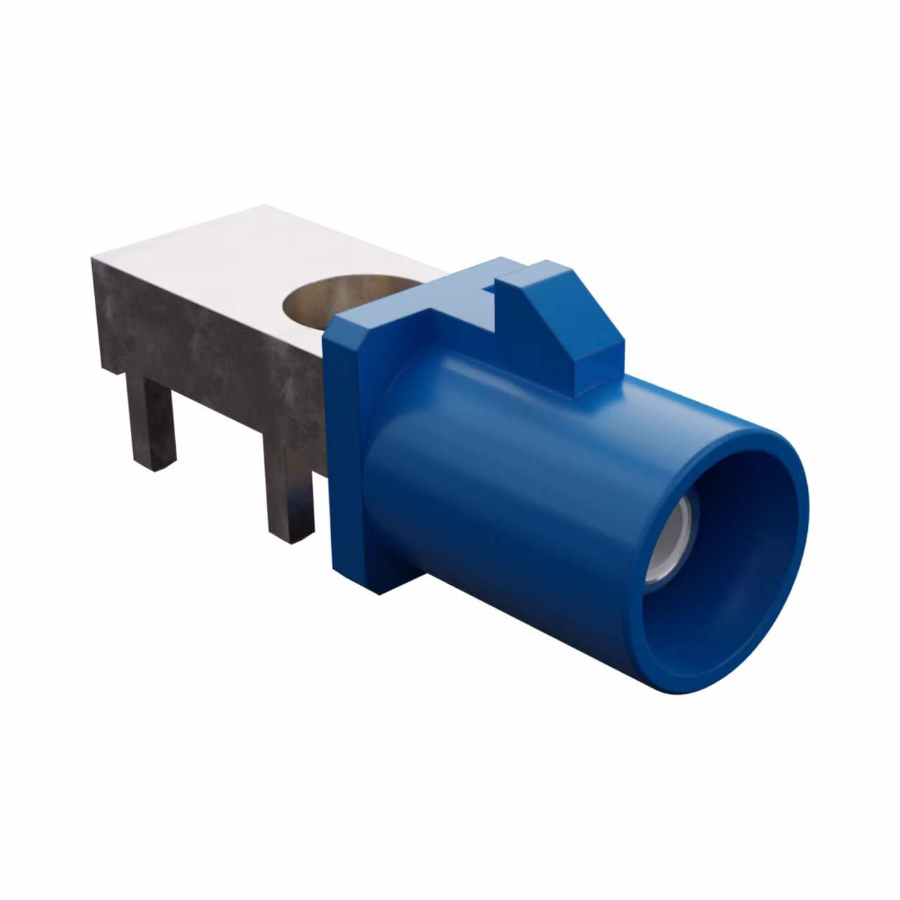 FAKRA Jack, Right-Angle, PCB Receptacle, Through Hole, Die Cast Body, Tin (Sn) Plated, Pin in Paste, Tape and Reel, Keying Code Z, Water  Blue, 50 Ohms for sale