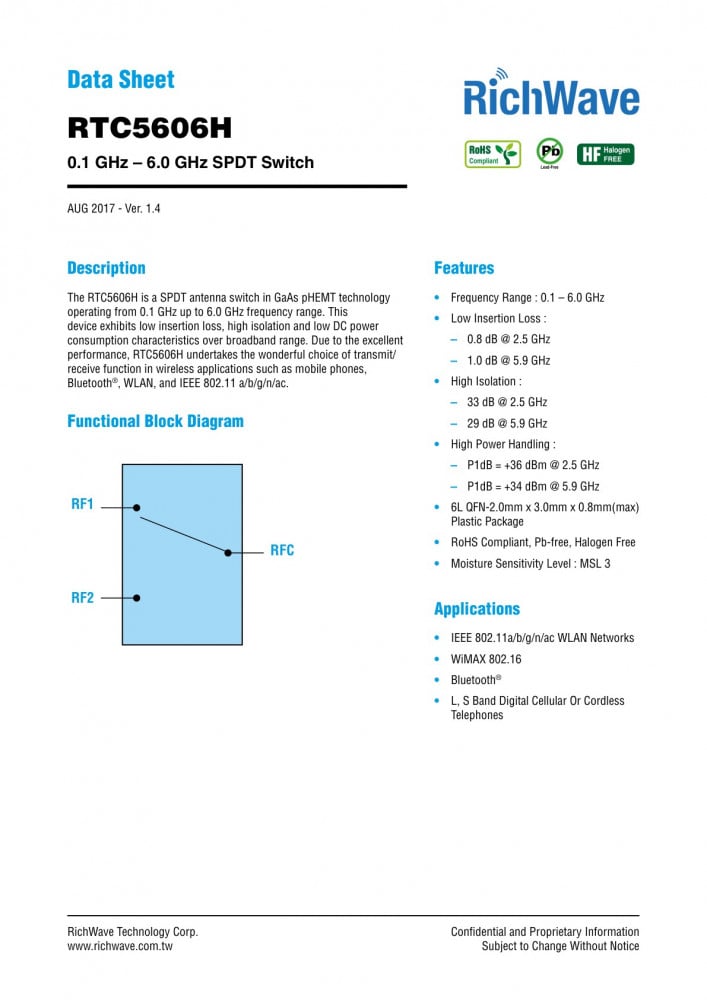 RTC5606H datasheet page 1