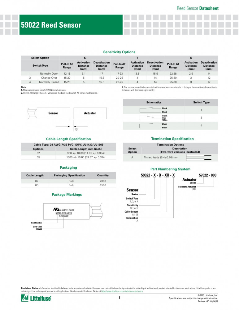 59022 Reed Sensor technical document page 3