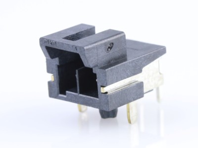 Ultra-Fit Right-Angle Header with Solder Nail, 3.50mm Pitch, Single Row, 3 Circuits, Tin (Sn) Plating, Black, Glow-Wire Capable, Embossed Tape on Reel