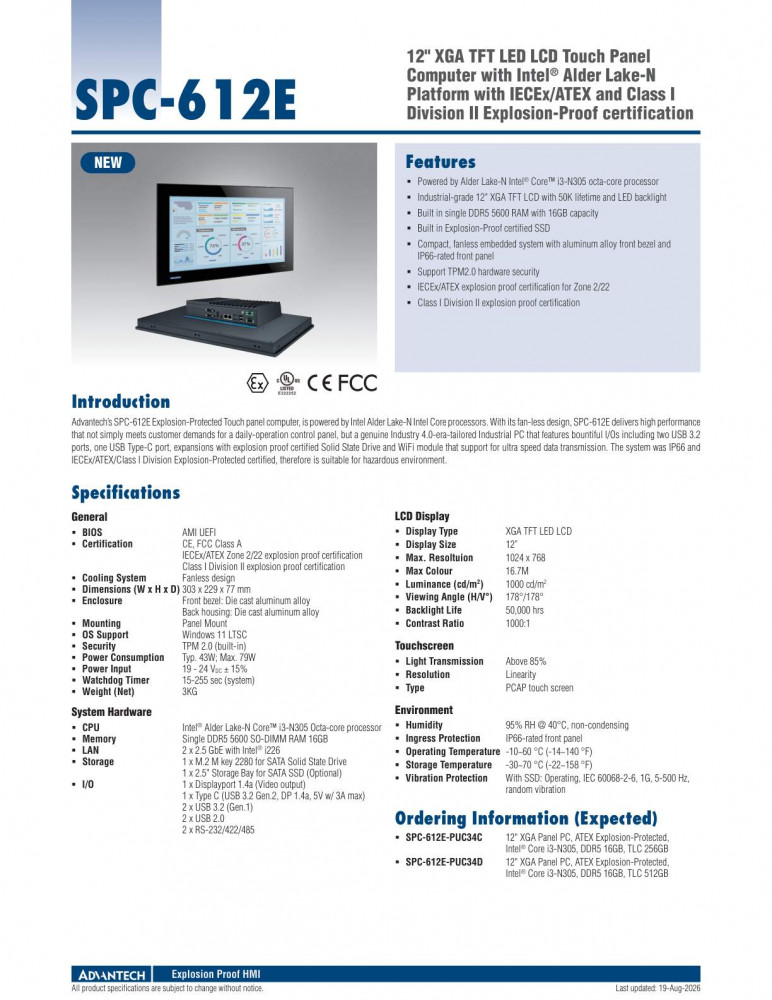 SPC-612E product document page 1