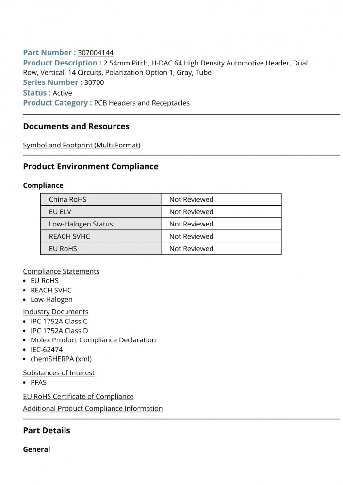 MOLEX 307004144 product document image 1