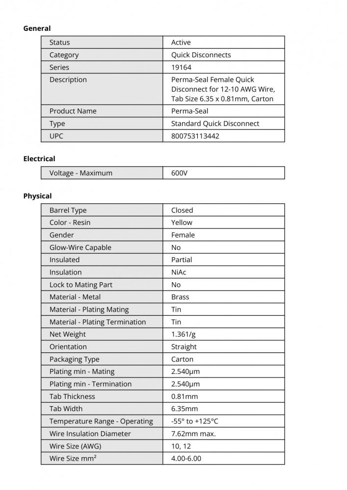 MOLEX 191640059 technical document page 2