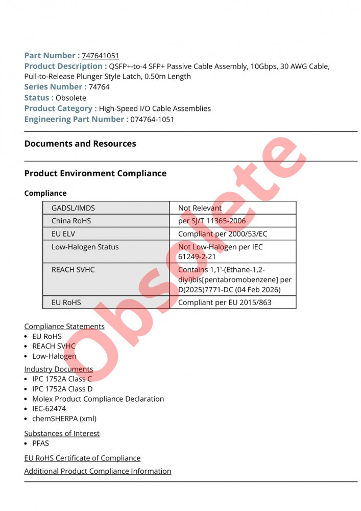 Technical document image 1 for MOLEX 747641051