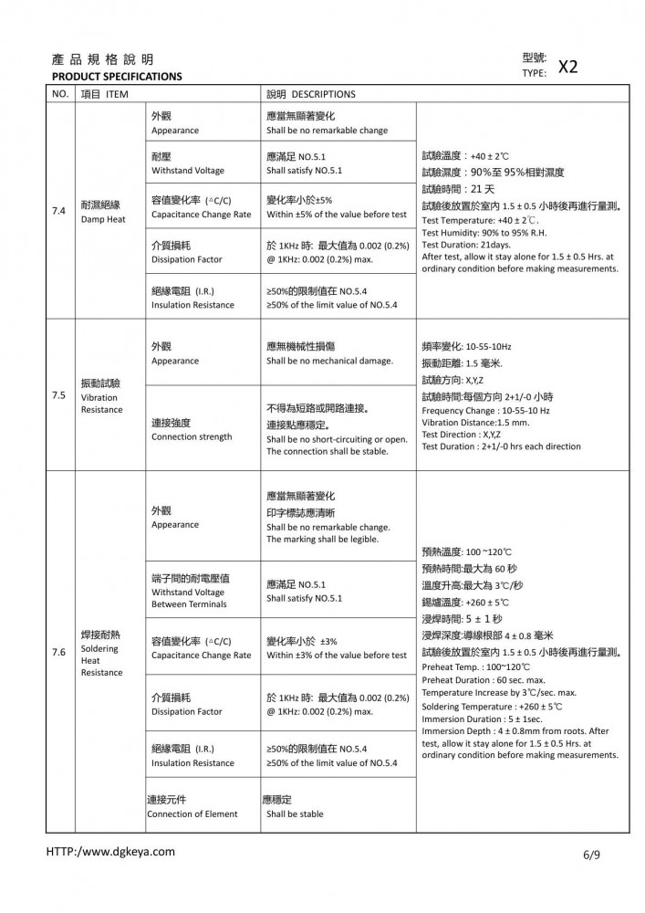 PX104K2H1001 specification document page 6